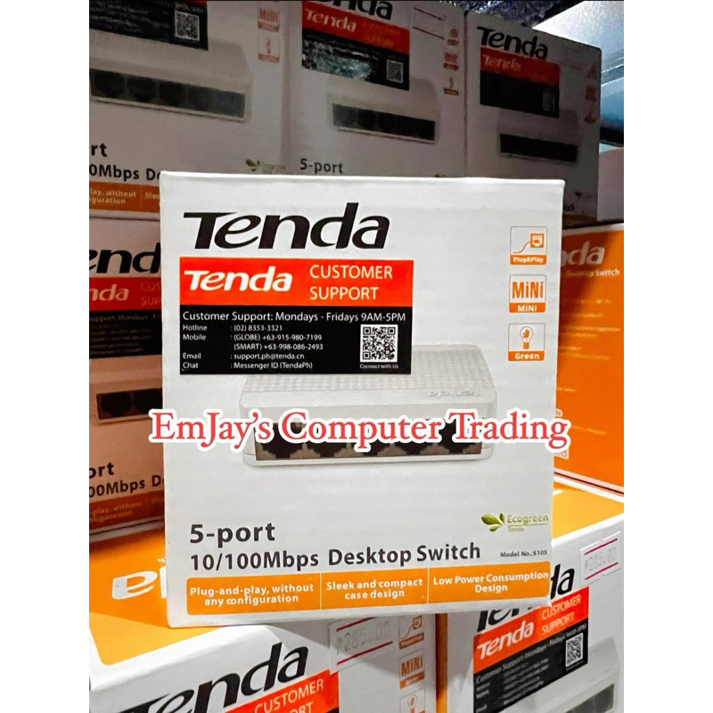 Tenda S105 Ethernet Switch Hub Desktop 5 Port 10/100Mbps Network Switch ...