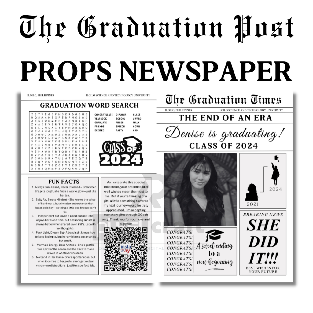 Props Newspaper Graduation Pictorial Photoshoot Double A4 Sheets Free ...