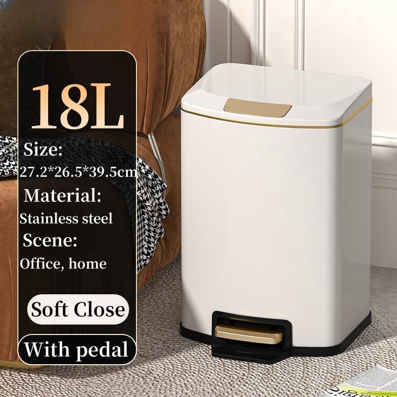 stainless steel square trash bin can with pedal for room office kitchen ...