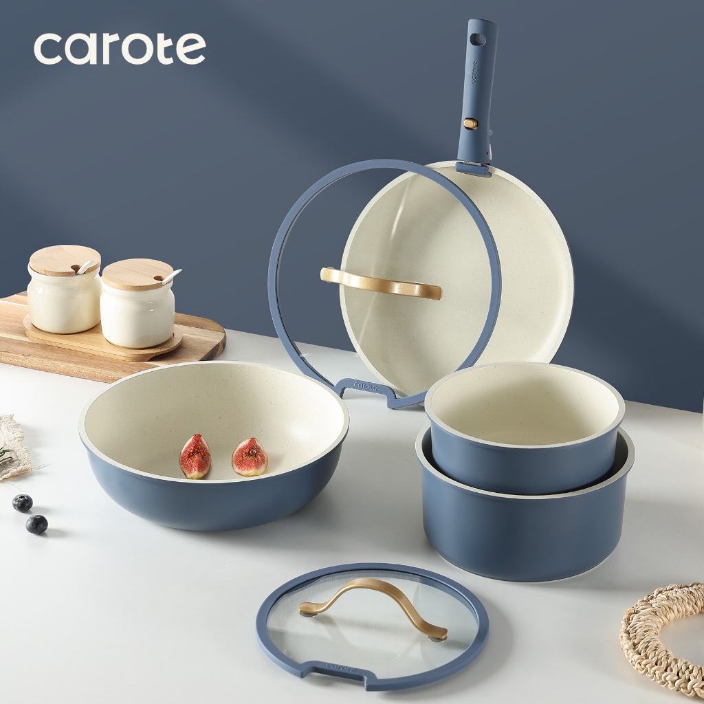 CAROTE Detachable Cookware Set 5/10 Pcs Marble-Coated Non-Stick PFOA ...