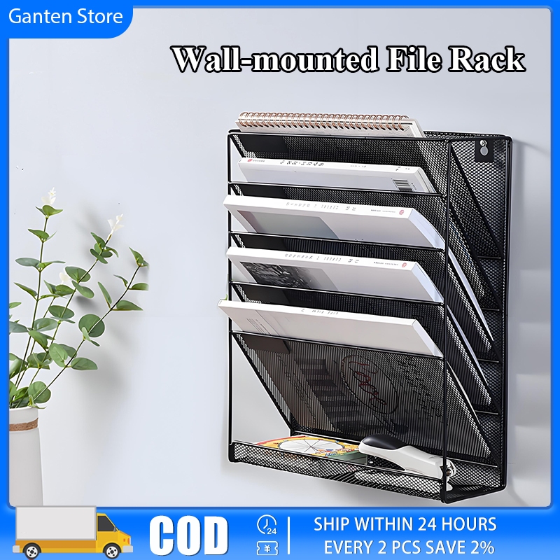Hanging Metal File Rack Wall-Mounted File Holder Organizer Practical ...