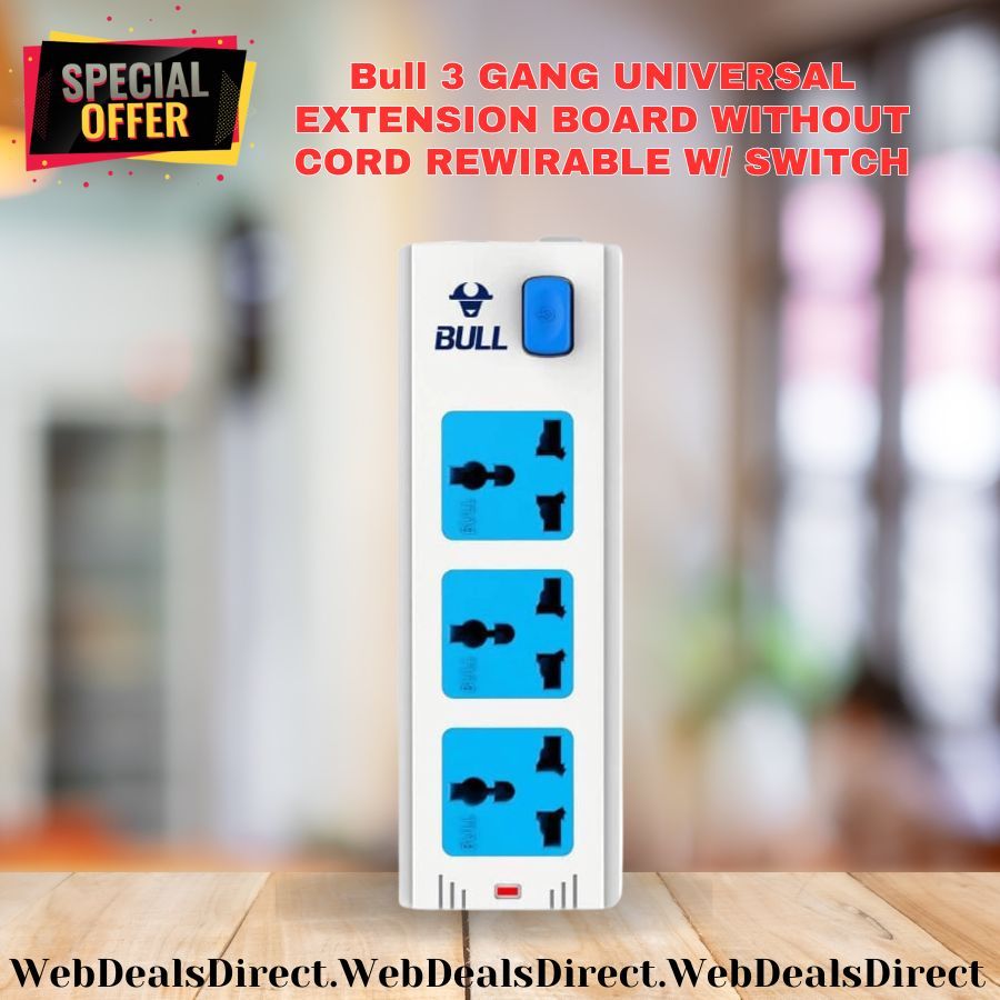 Bull 3 GANG Universal Extension Board without Cord REWIRABLE W/ SWITCH ...