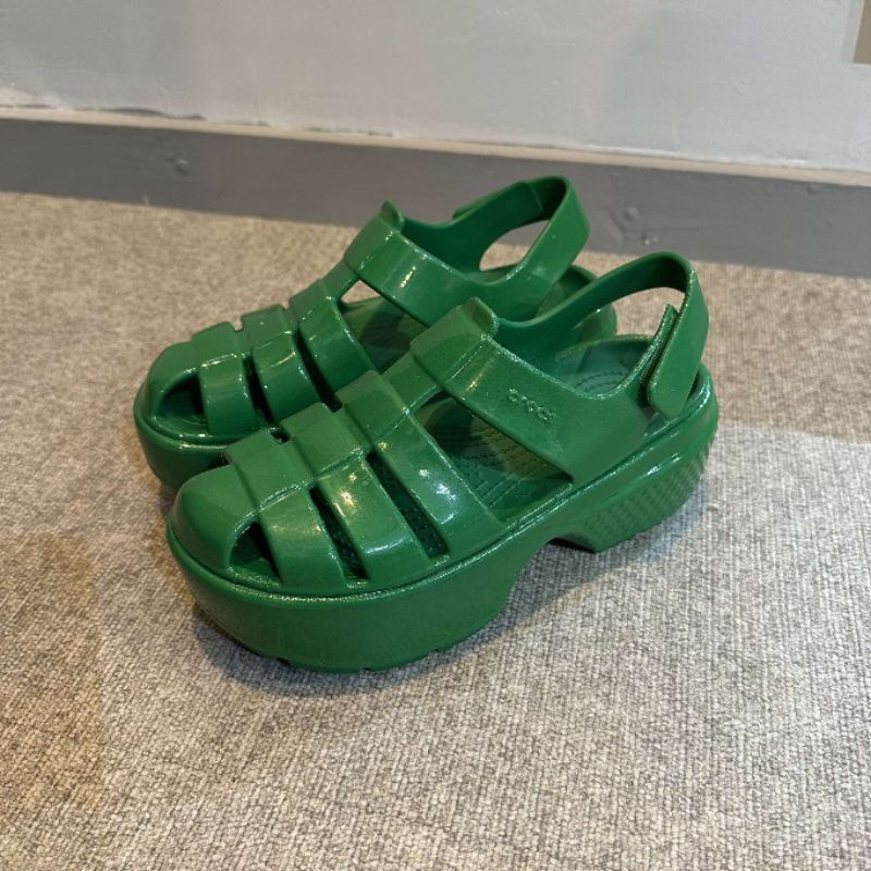 Crocs Stomp Fisherman Sandal High Shine Green | Shopee Malaysia