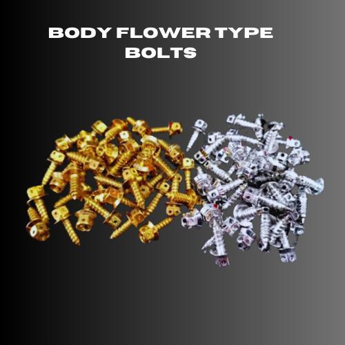 MOTORCYCLE BODY BOLTS 5X15 FLOWER TYPE SILVER/GOLD (1PIECE) isang ...