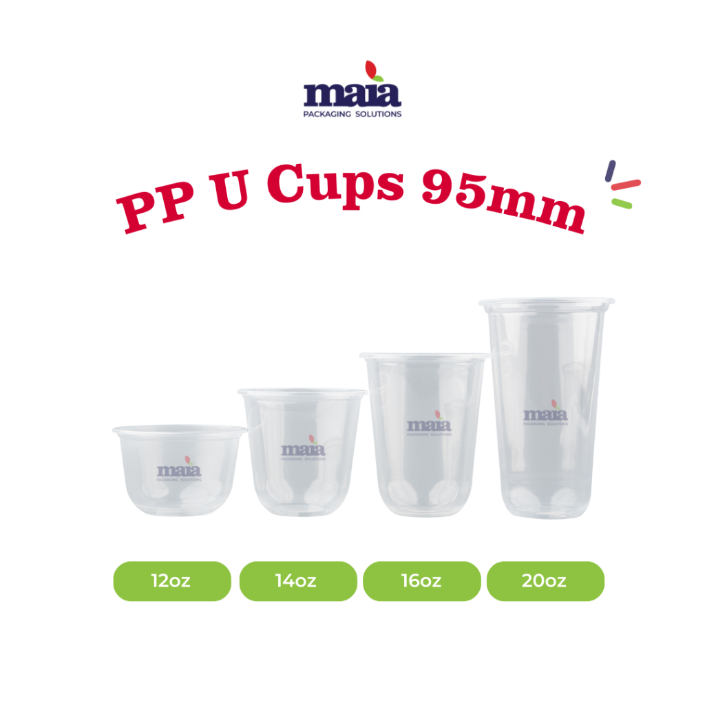 100pcs PP 95mm U Plastic Cups 8oz 12oz 16oz 22 oz with Lids Disposable ...