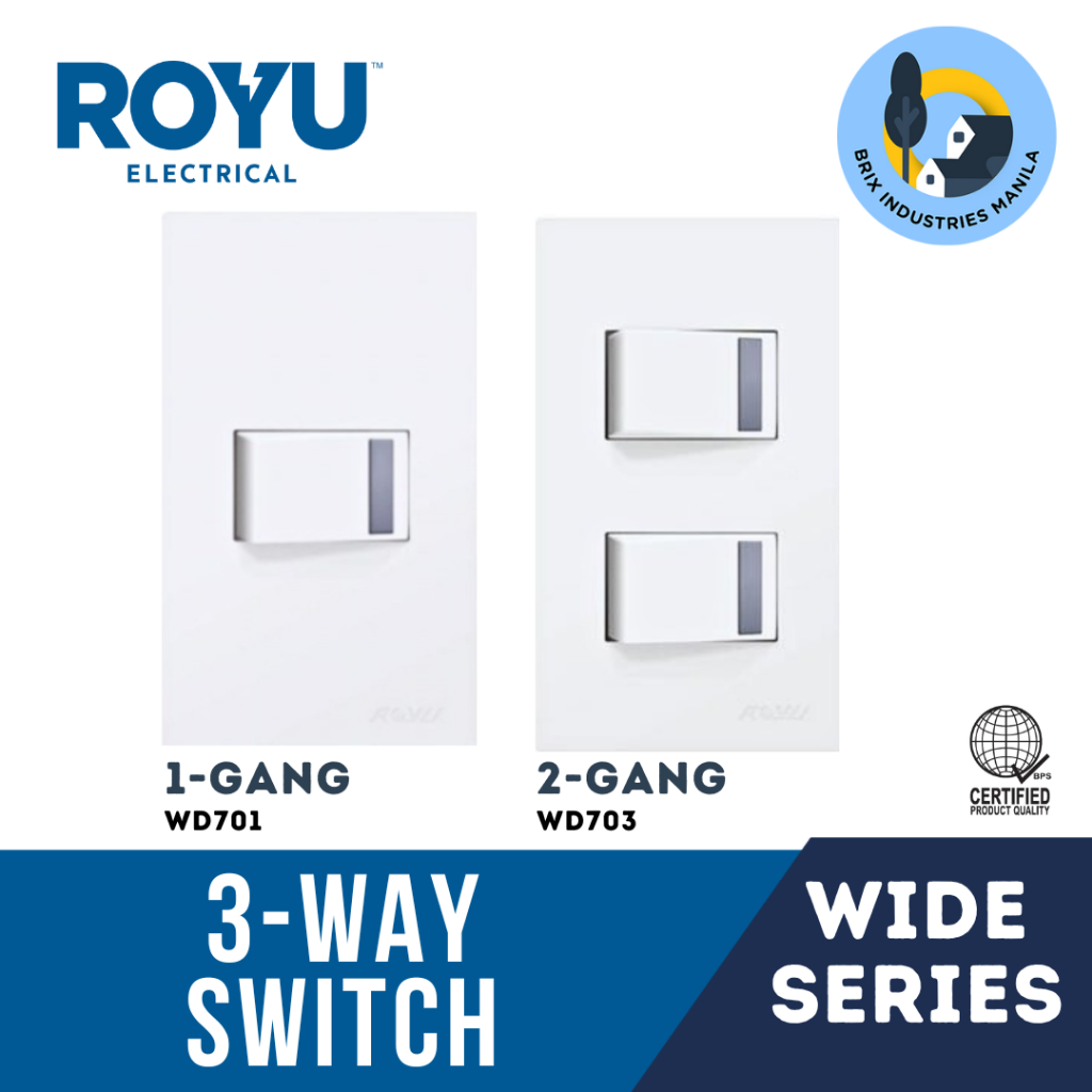 Royu Wide Series 3 Way Switch Set 1 or 2 Gang WD701 WD703 | Shopee Malaysia