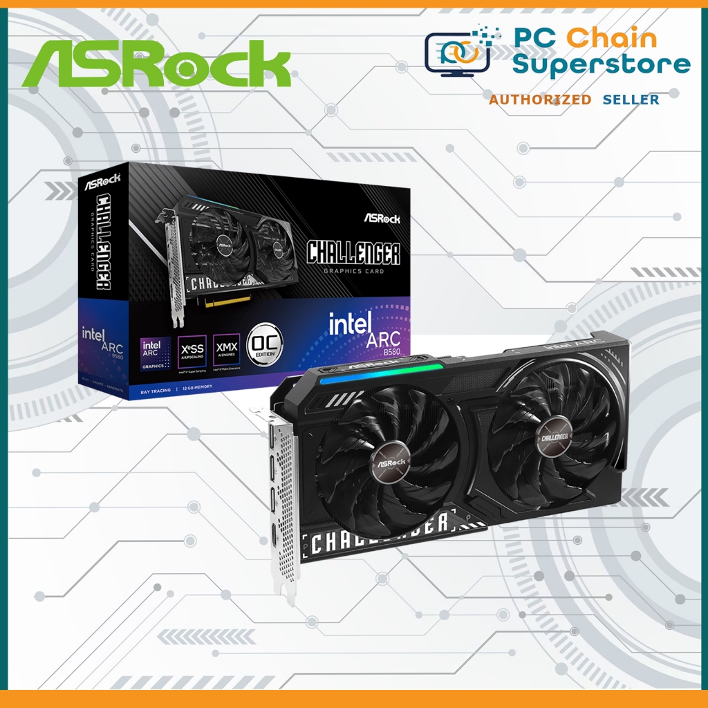 Asrock Intel Arc B580 Challenger 12GB OC GDDR6 Graphics Card (AR-B580 ...