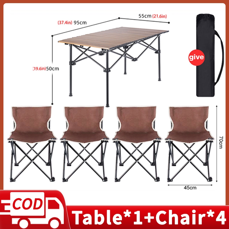 Beach Picnic Table and Chairs Set Outdoor Foldable Table Chairs Set ...