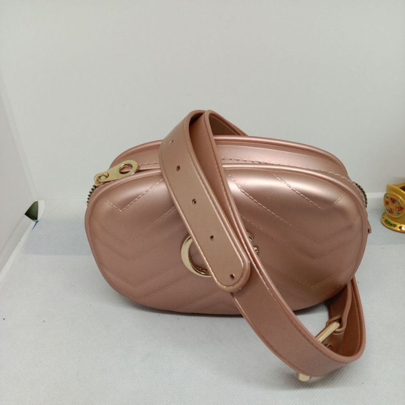 belt bag/ crossbody bag old rose color jelly bag | Shopee Malaysia
