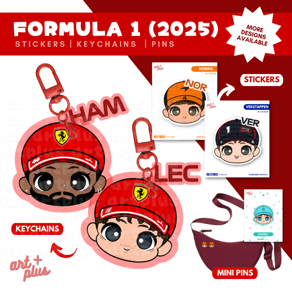 (F1) 2025 Formula 1 Collection Keychains, Stickers, Pins Art Plus ...