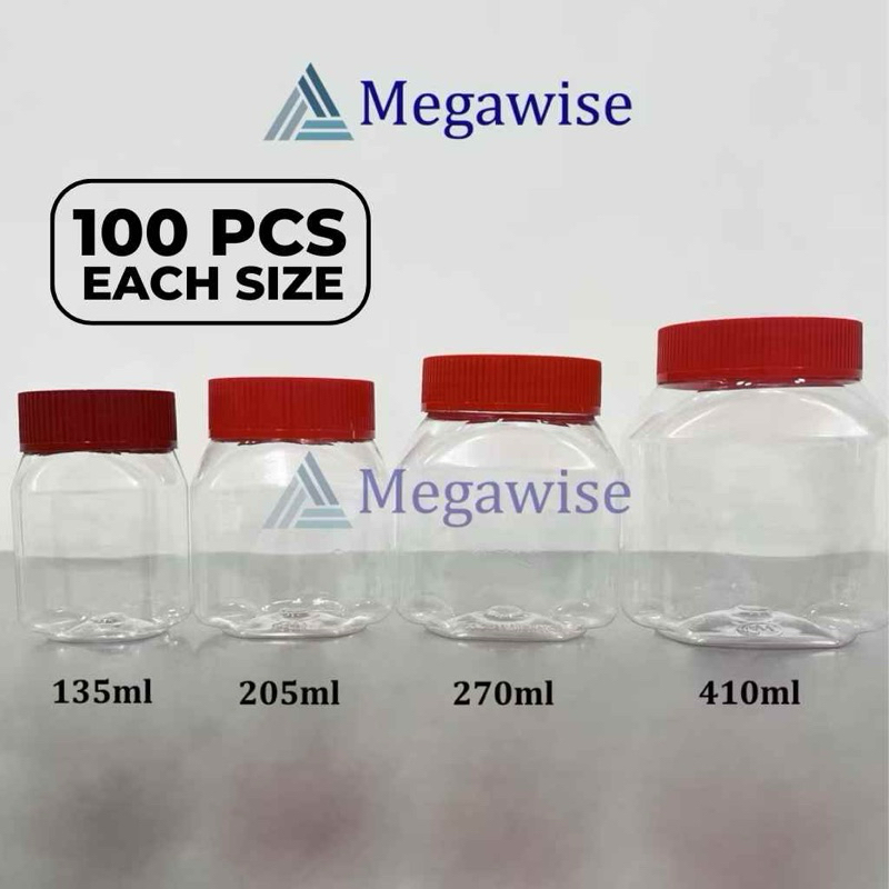 100 PCS Botella Plastic Jar Blue Cap/Red Cap | Shopee Malaysia