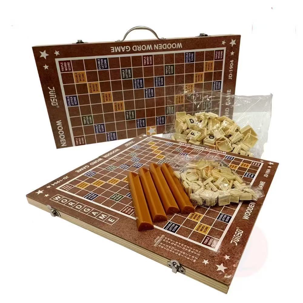 Wooden Word Game with Plastic Letter Tiles Educational Classic SCRABBLE ...