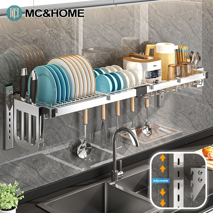 MC&HOME Stainless Adjustable Wall-Mount Over Sink Kitchen Drain Rack ...