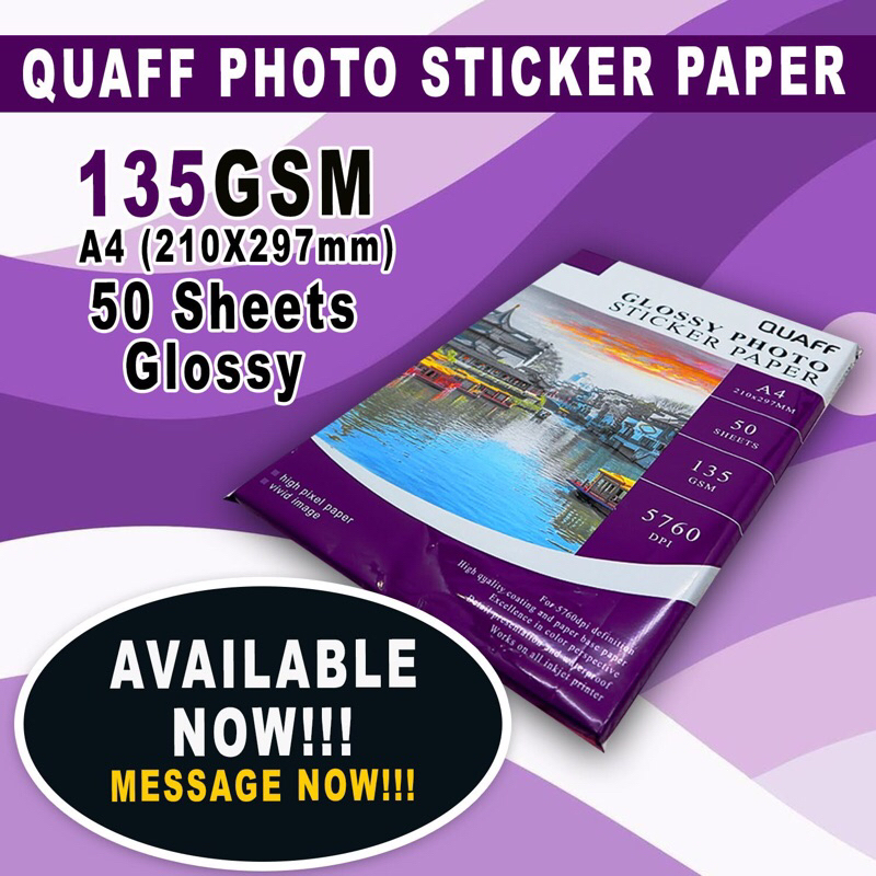 Quaff Photosticker paper 135gsm Glossy A4 size | Shopee Malaysia