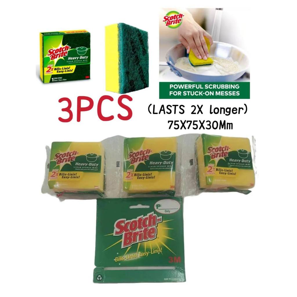 (3PCS)Scotch Brite Heavy Duty(Scrub And Sponge) (LASTS 2X longer ...