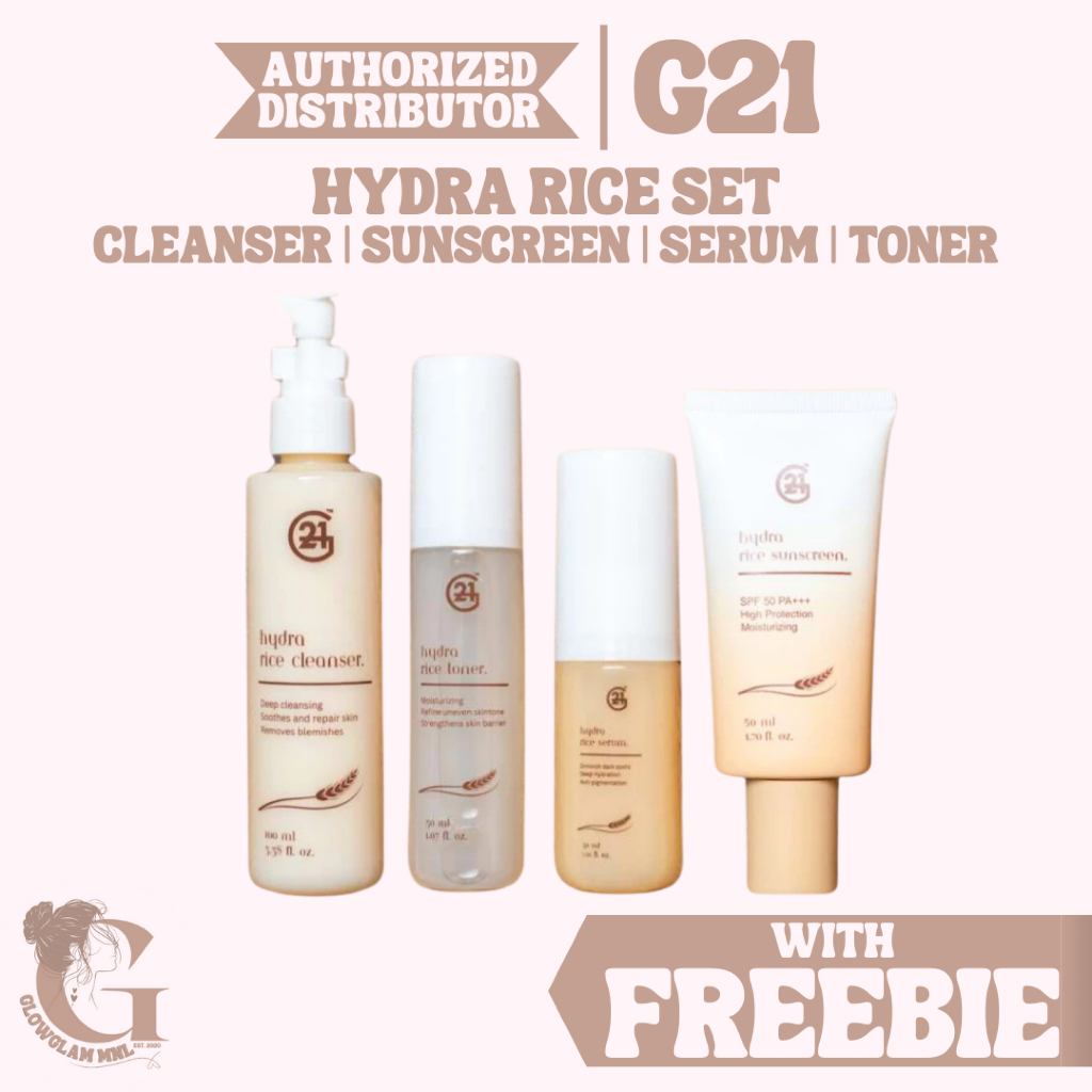 (WITH FREEBIE) G21 Hydra Rice Set Cleanser Toner Serum Sunscreen Skin ...