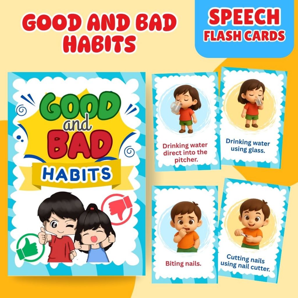 Good and Bad Habit Flashcard Laminated Learning Materials Speech ...