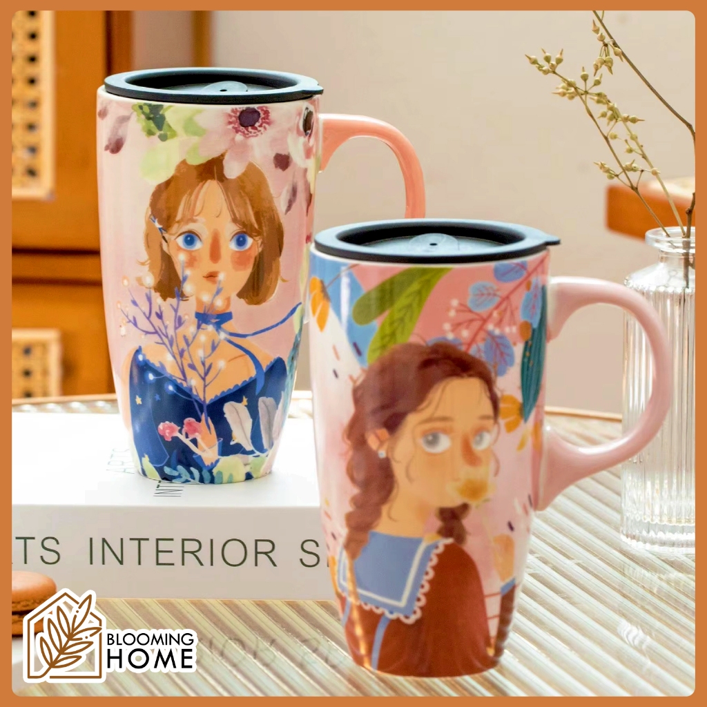 Charming Portrait Designs Ceramic Mug Artistic Style Travel Mug with ...