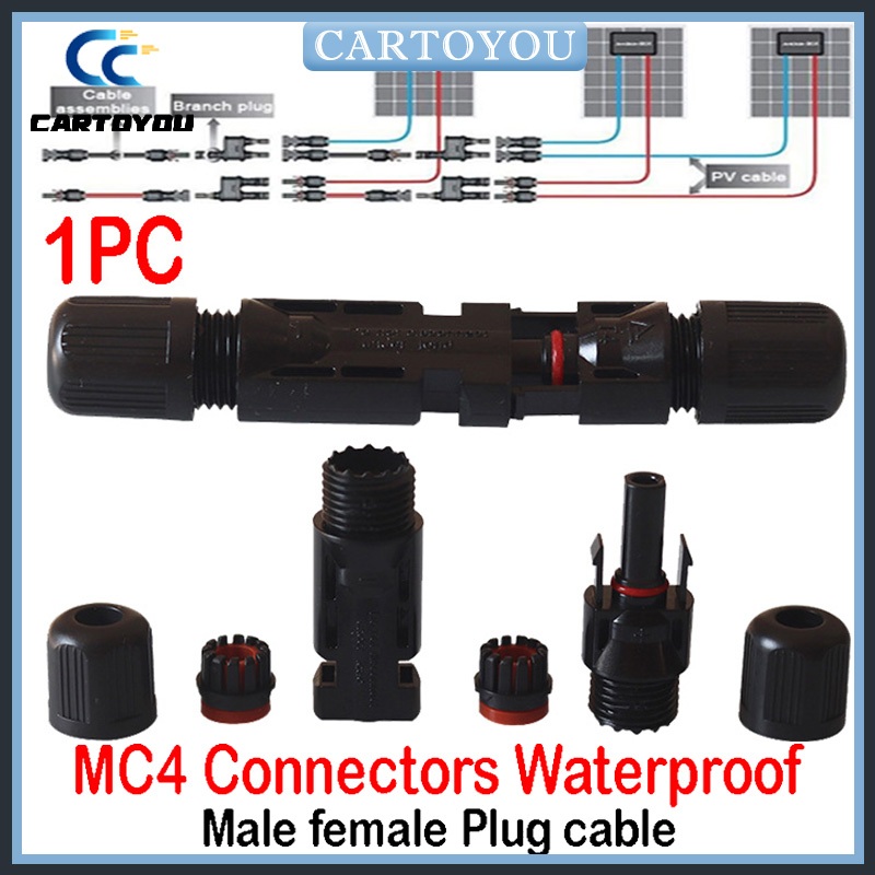1 Pair MC4 Connector Solar Panel Cable Connectors 1 x Male 1 x Female ...