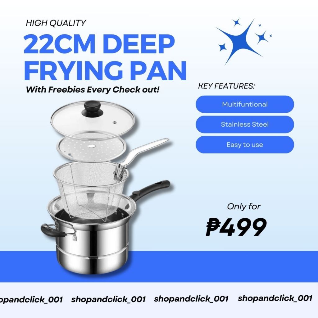 22cm Steam and Deep Frying Pan Cooking Pot With Boil Basket Steam And ...