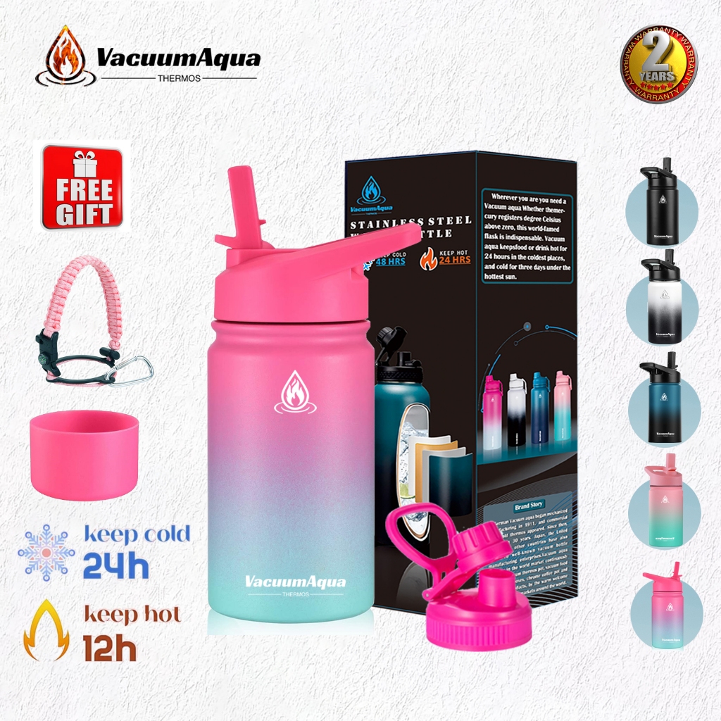 Vacuum Aqua 14oz Tumble for Kids Wide Mouth Flask Insulated Stainless ...