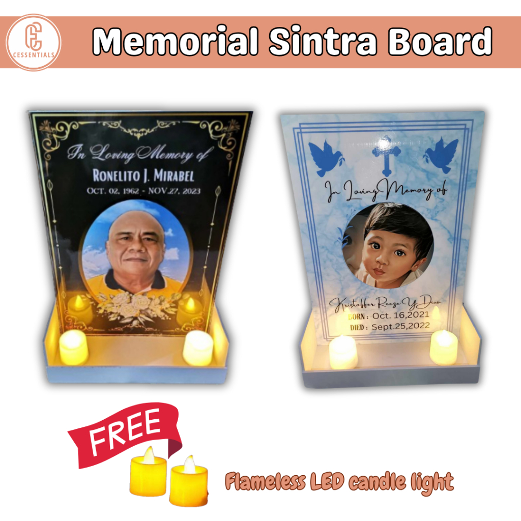 Customize Memorial Sintra Board display / standee with FREE LED Candle ...