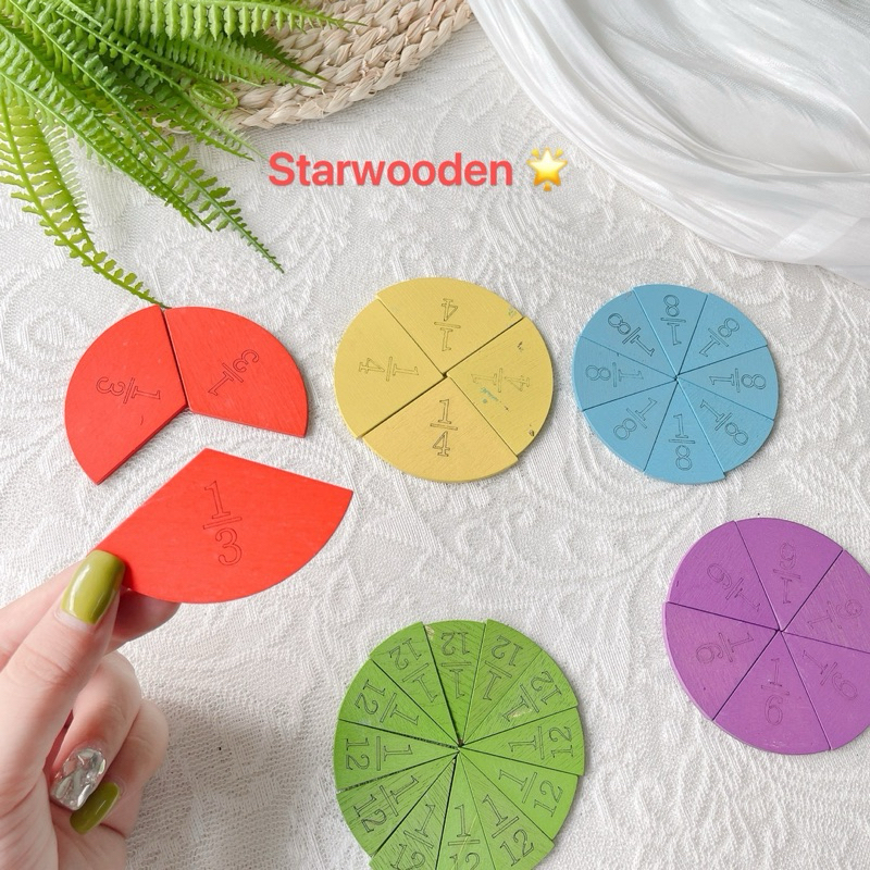 Wooden Fraction Tiles & Fraction Circles with Percentages Math ...