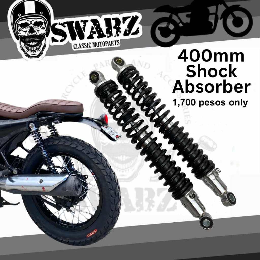 400mm Shock Absorber (black and chrome) ( perfect for your scrambler ...