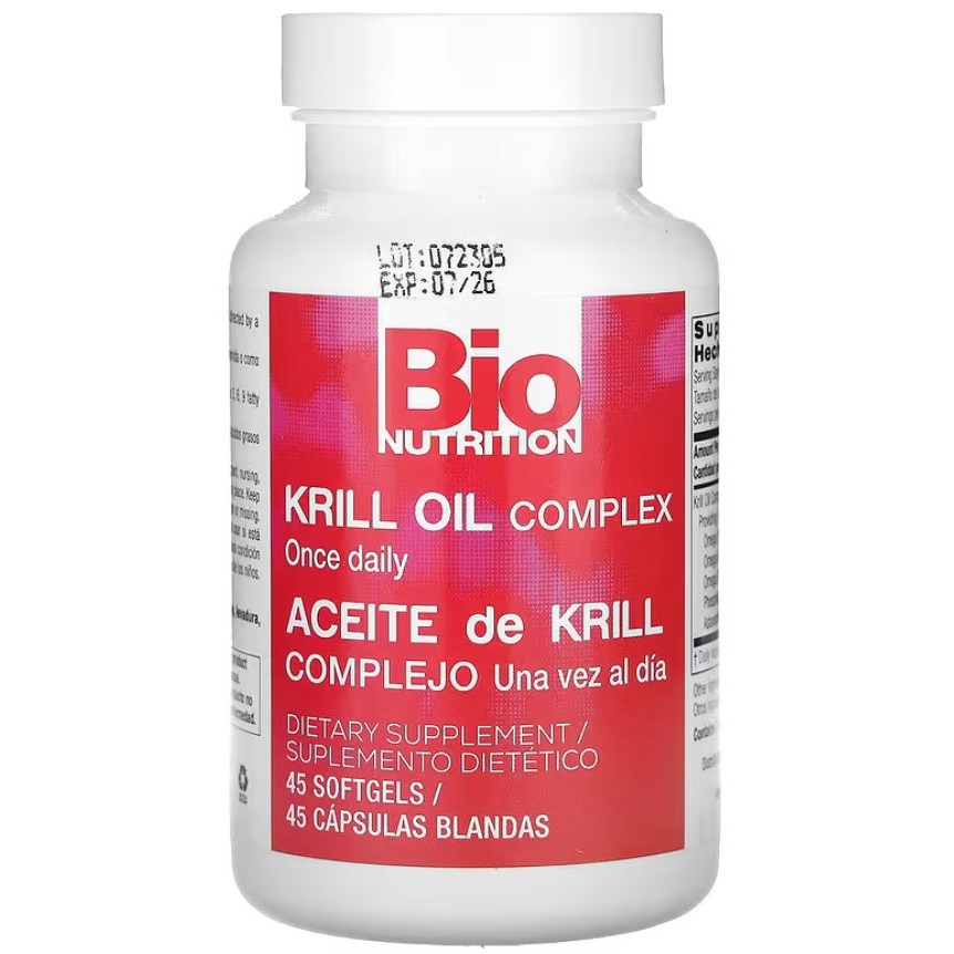 Bio Nutrition Krill Oil Complex 45 Softgels For Brain Support ...