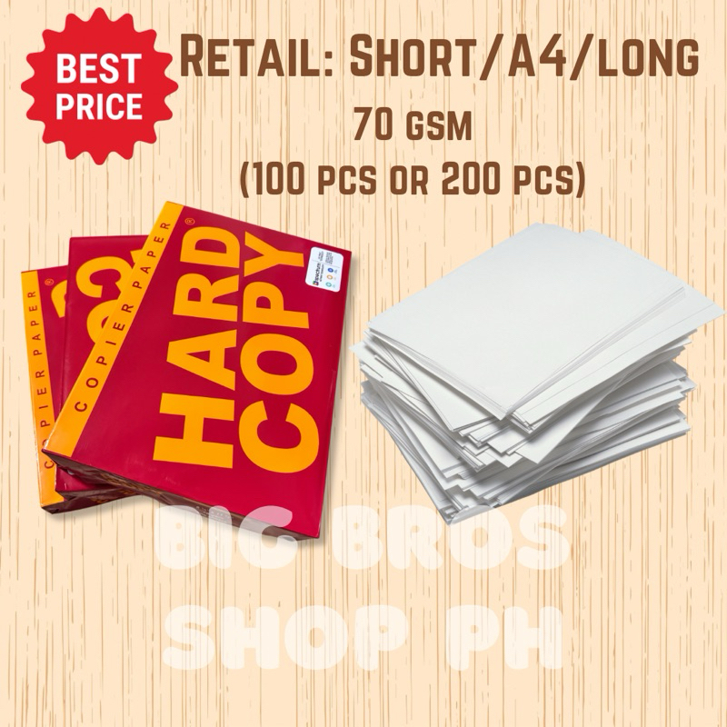 Hard Copy 70 gsm Retail A4 Bond Paper tingi papel school office Short ...