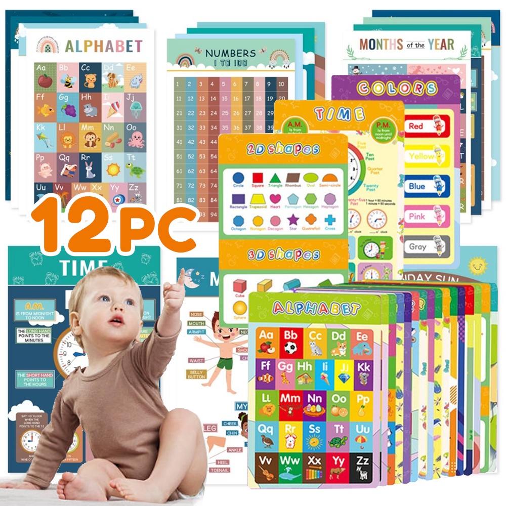 Kid Educational Wall Chart Set Early Learning Chart For Baby Early ...