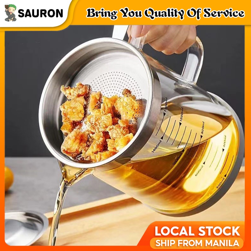 Glass Oil Filter Large Capacity Oil Jug Oil Bottle With Lid Oil Cooking ...