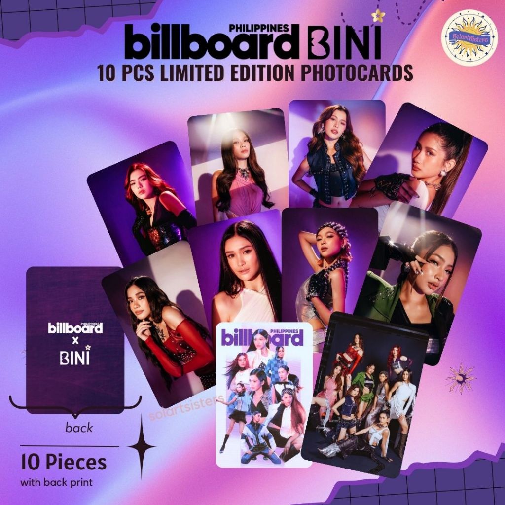 10 pcs Unofficial Bini x Billboard PH Laminated Photocards Back to back ...