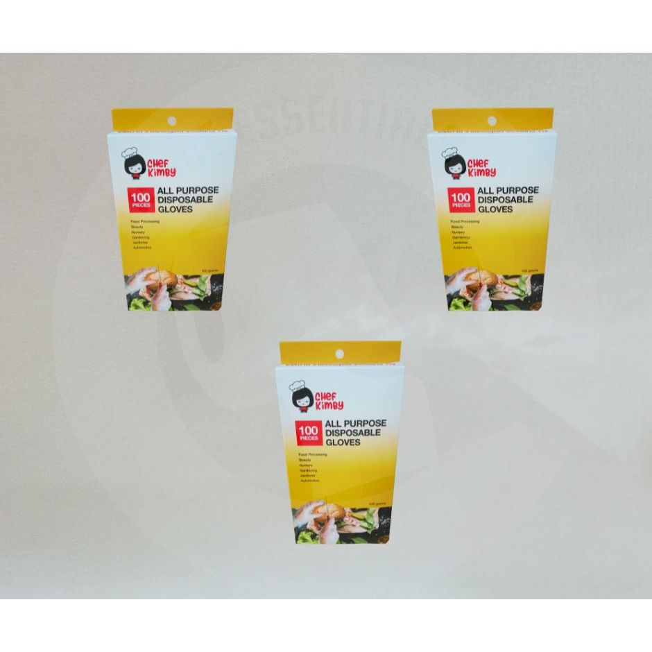 Chef Kimby Disposable Plastic Hand Gloves [Packed by 3] (100 pcs/pack ...