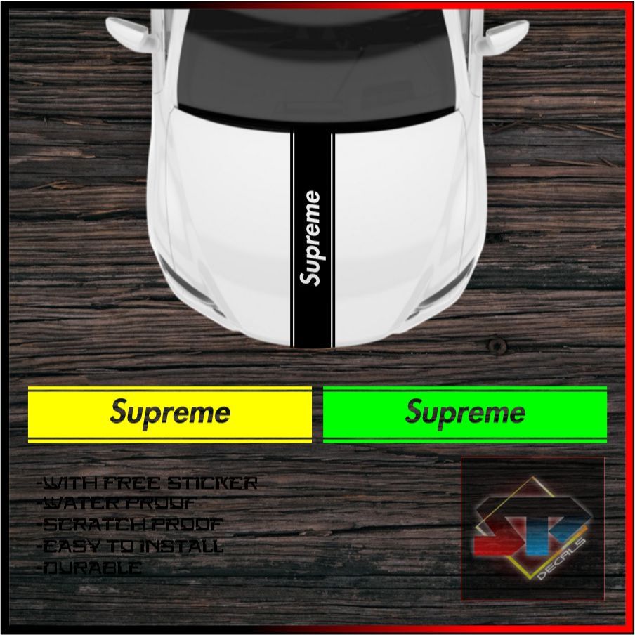SUPREME Hood Car Sticker Personalized Stripe Stickers Auto Modified ...