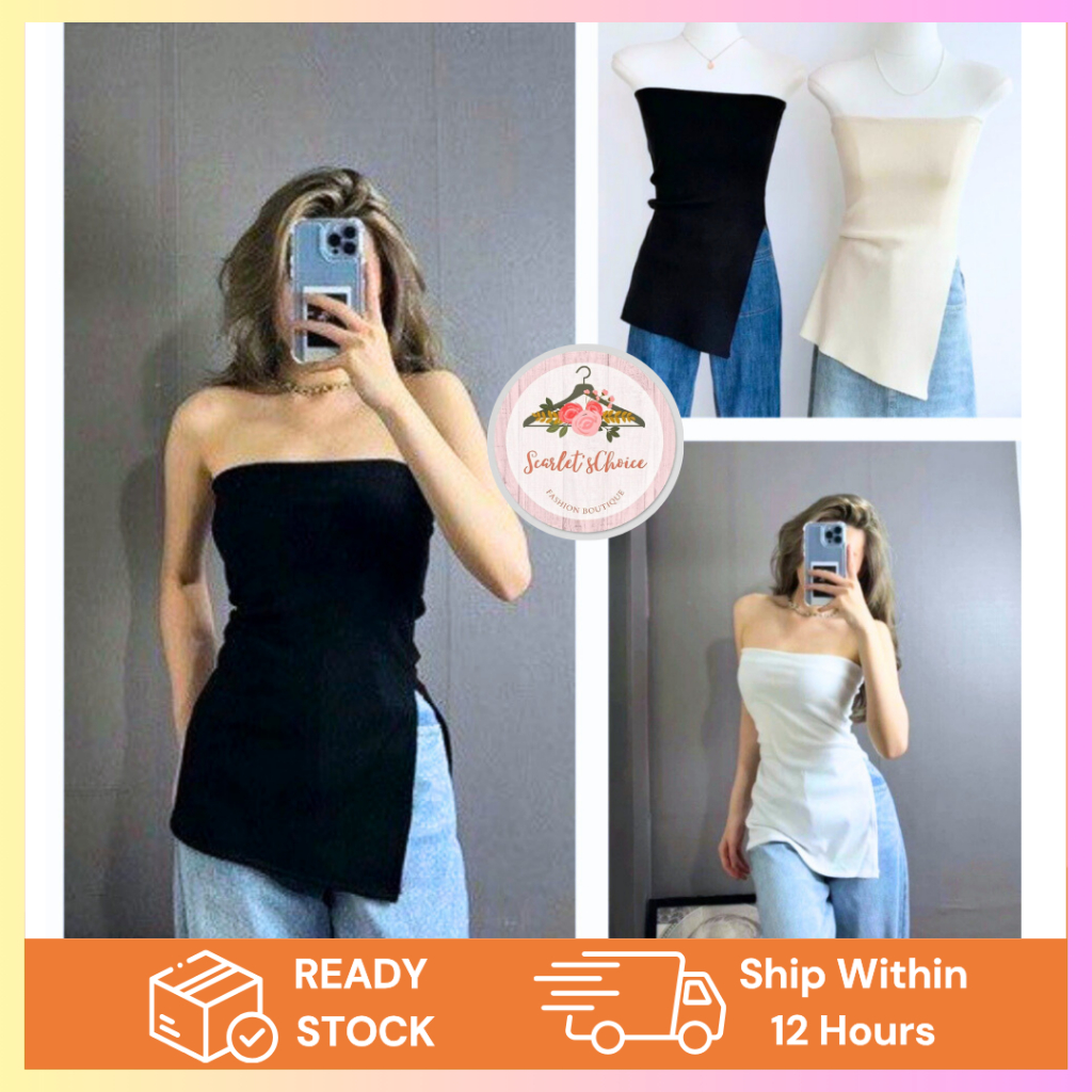KENDALL TUBE TOP KNITTED CLASSY TUBE SLIDE SLIT DAILY CASUAL FASHION ...