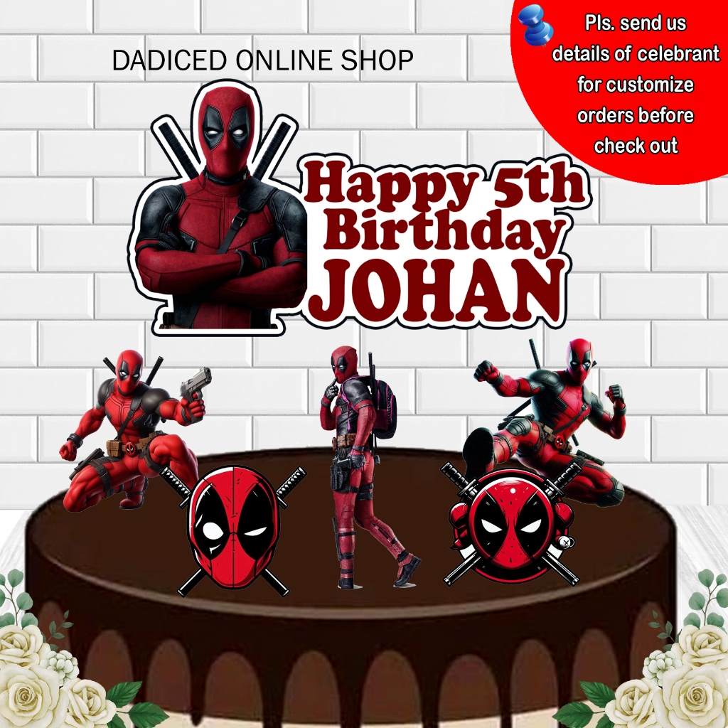 Deadpool theme d2 customized cake topper | Shopee Malaysia