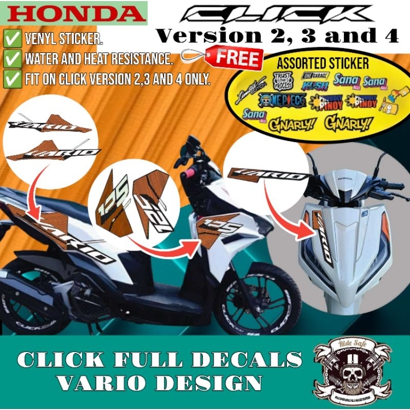 Honda Click Version 2,3 and 4 Full Decals Sticker Accessories with Free ...