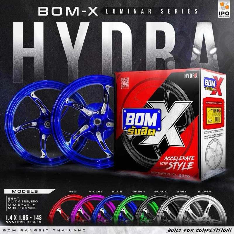 BOMRANGSIT HYDRA MAGS CNC FRONT&REAR CLICK 125/150,MIO SPORTY,MIO i 125 ...