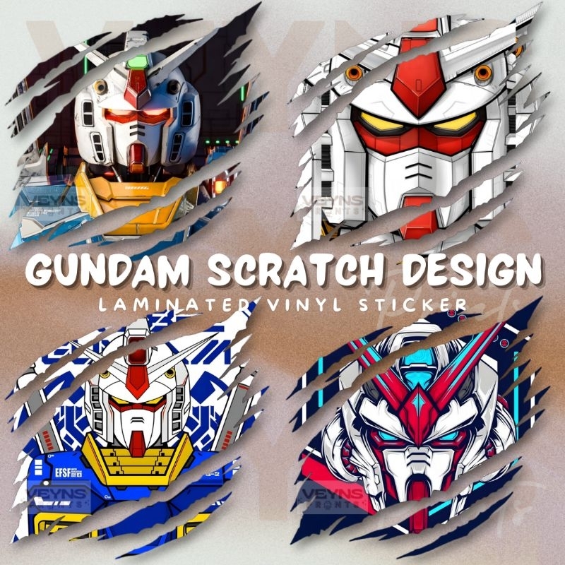 GUNDAM SCRATCH DESIGN VINYL STICKER FOR TUMBLER MOTORCYCLE LAPTOP PC ...