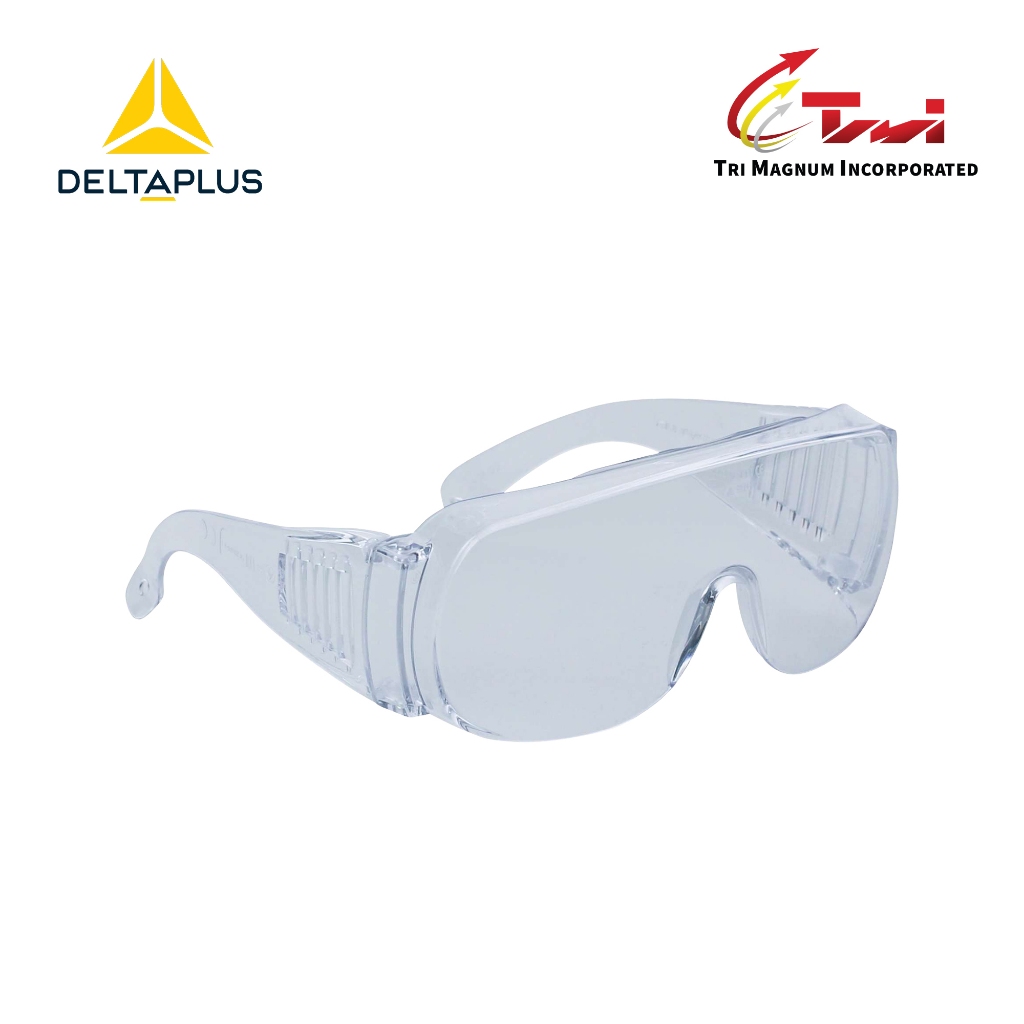 Delta Plus PITON CLEAR one-piece safety glasses with side shields in a ...