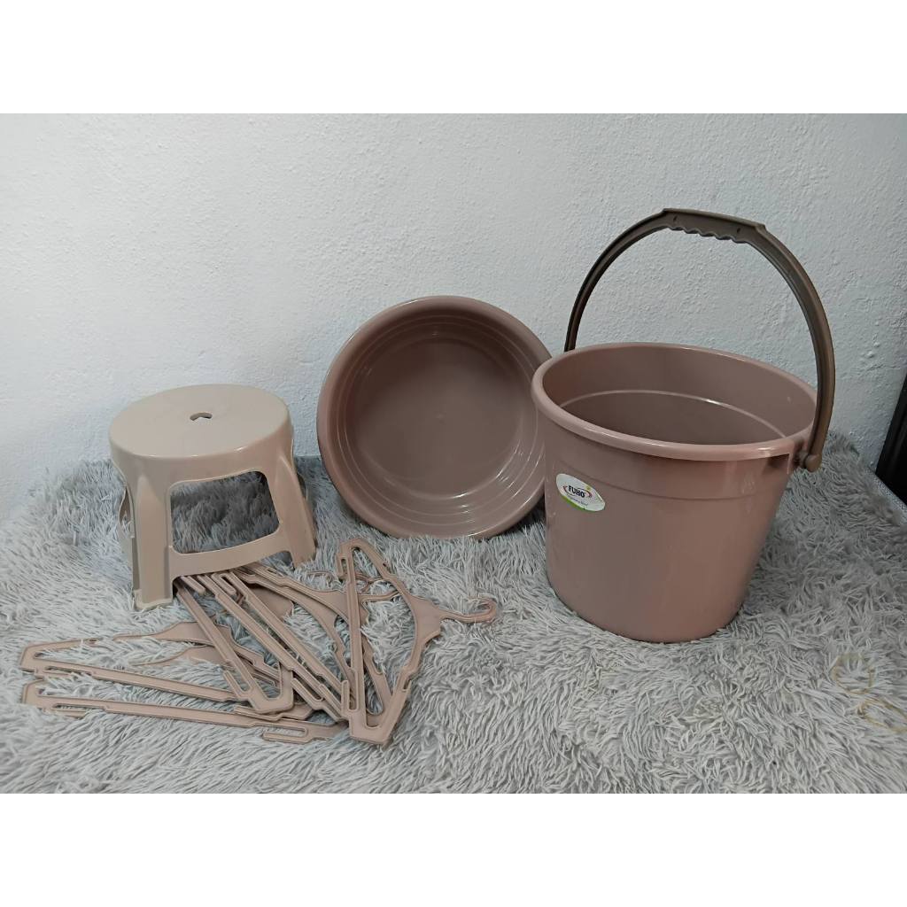 fuho aesthetic laundry pail set (Pail/basin/hanger/stool) | Shopee Malaysia
