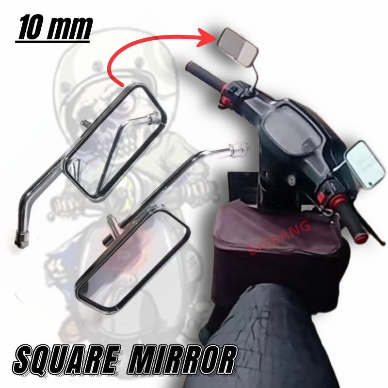 BIGBANG Motorcycle 10mm Square Side Mirror Adjustable 2pcs | Shopee ...