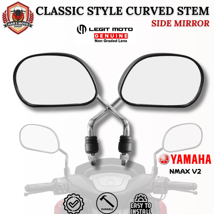 YAMAHA NMAX V2 LEGITMOTO Classic Style Chrome/Black Curved Stem Non ...