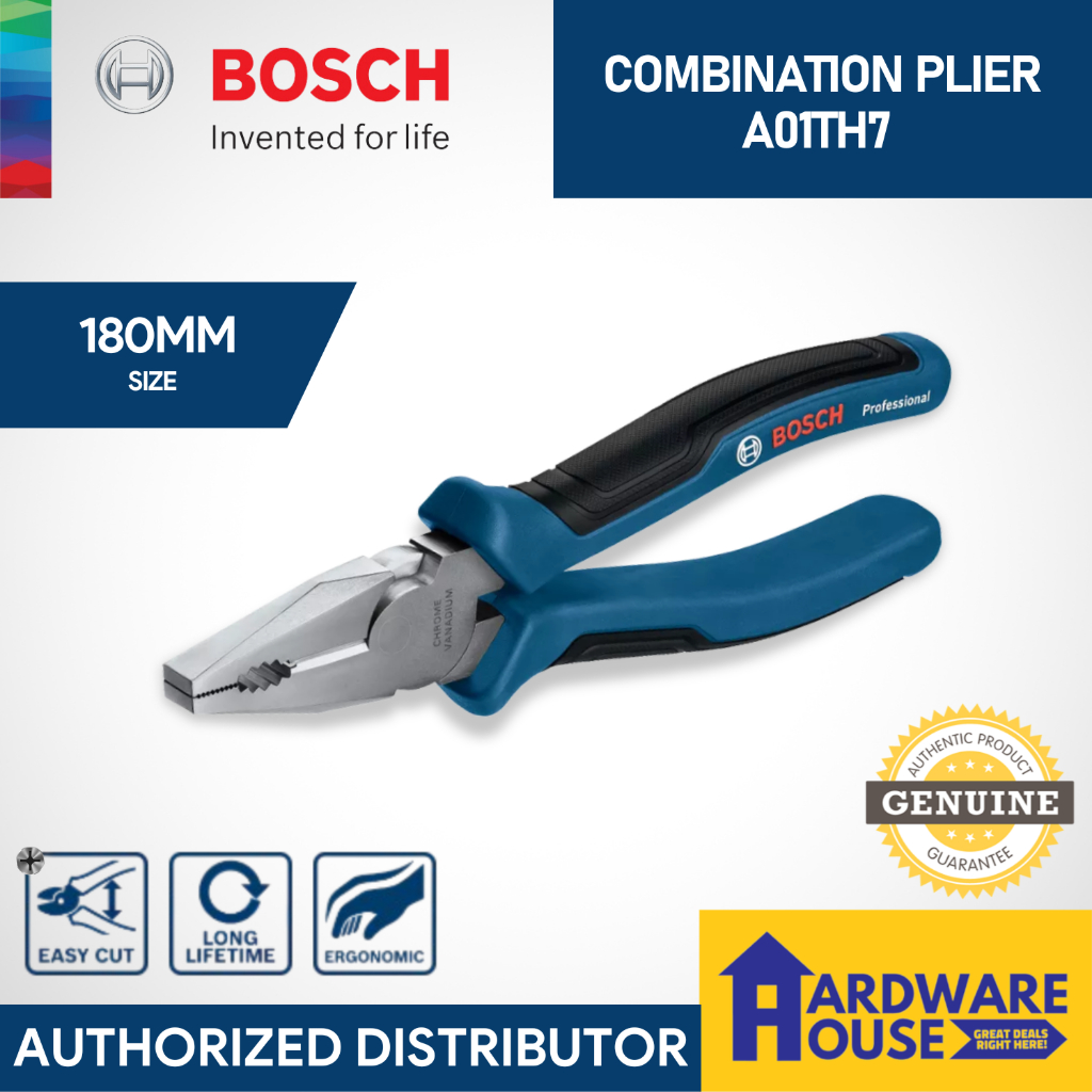BOSCH Combination Pliers A01TH7 Hand Tool Chrome Vanadium | Shopee Malaysia