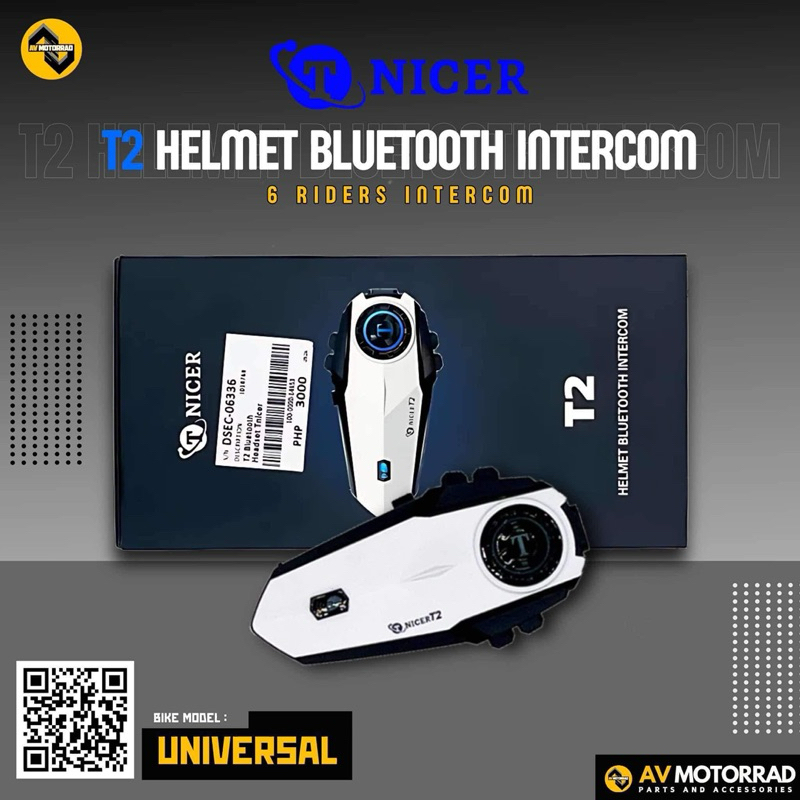 SEC (TNICER) T2 HELMET BLUETOOTH INTERCOM | Shopee Malaysia