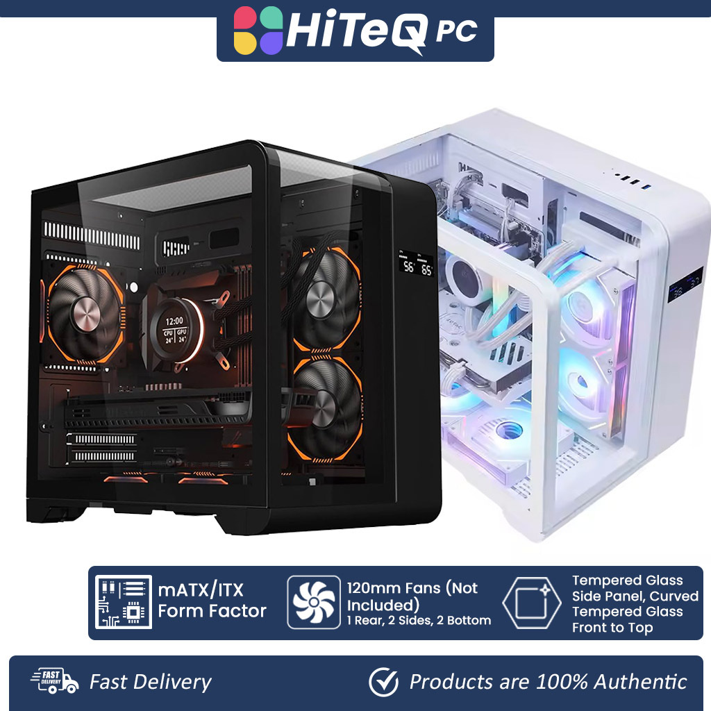 HiteqPC | Tri-Glass w/ Digital Display Dual-Chambered mATX/ITX PC Case ...