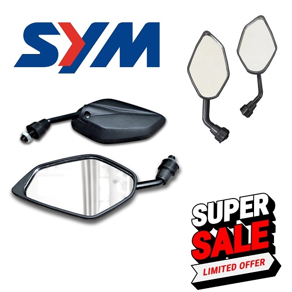 sym jet power Side Mirror Short Stem (Black Head) MOTORCYCLE MOTORCYCLE PARTS AND ACCESSORIES ...