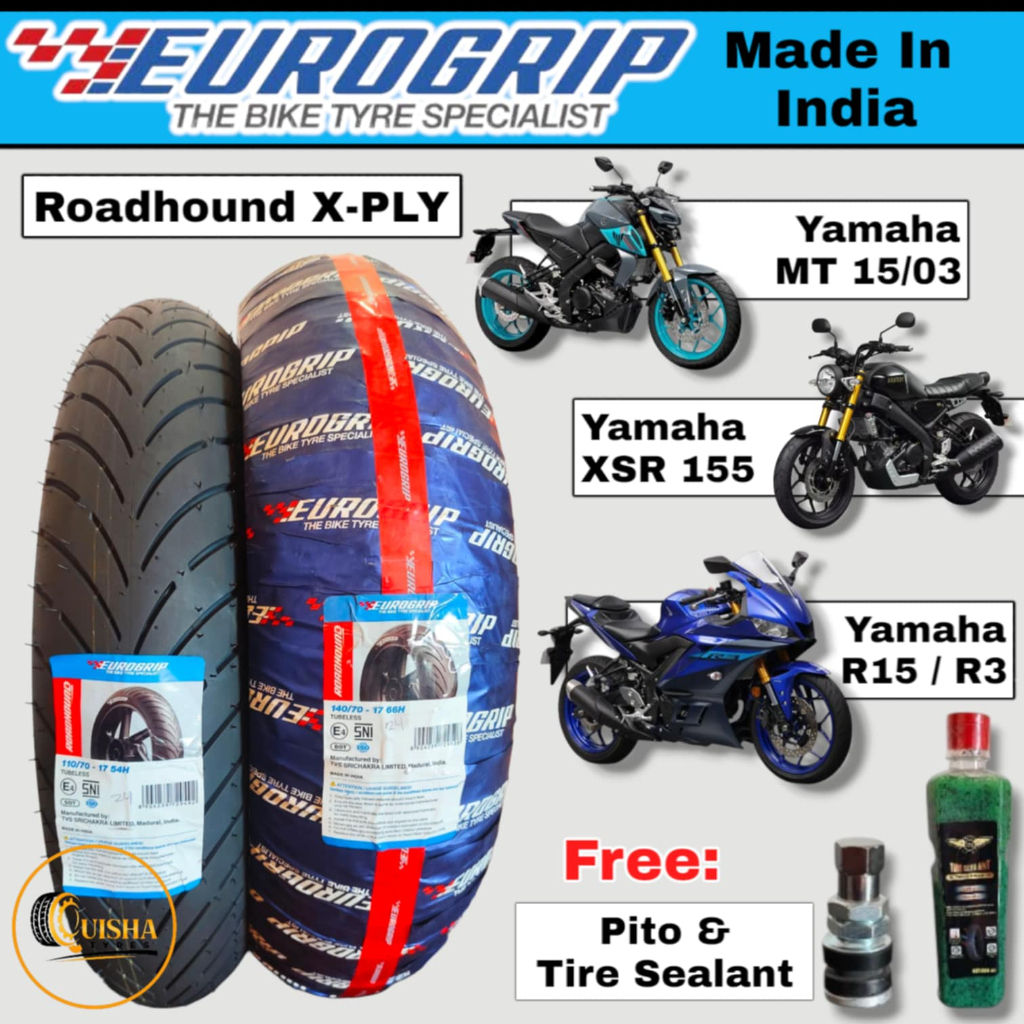 EUROGRIP TIRES ROADHOUND X- PLY Tubeless for 110/70-17 & 140/70-17 ...