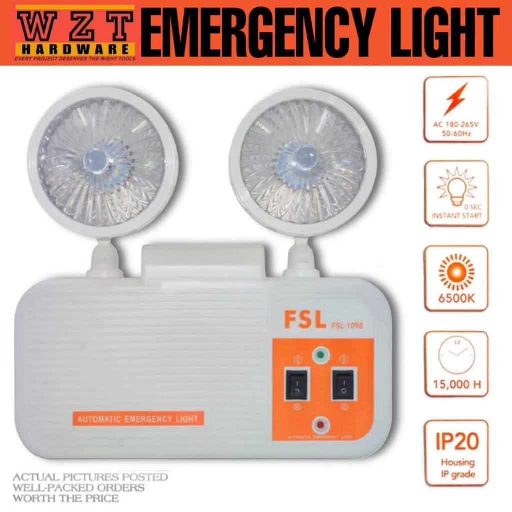FSL RECHARGEABLE TWIN HEAD EMERGENCY LAMP (LED) | Shopee Malaysia